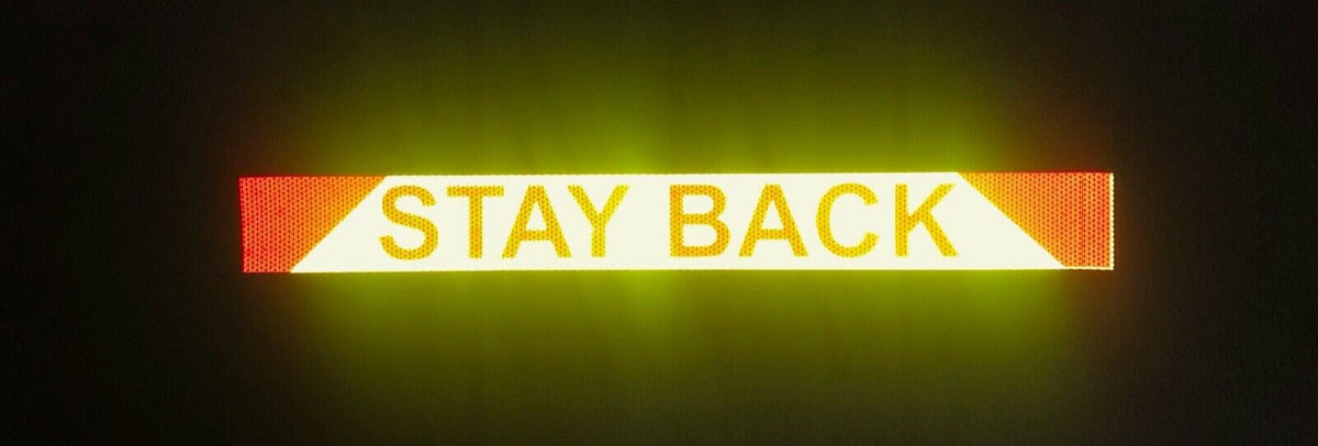 "STAY BACK" Reflective Chevron Word Panel 4"x36" – Reflective Pro