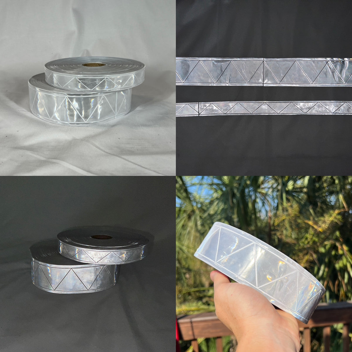 1" & 2" Inch Reflective PVC Sew On Fabric Tape 10', 20', 30' Rolls ...