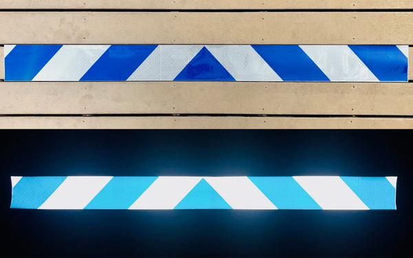 White & Blue Reflective Chevron Panel (Multiple Sizes) – Reflective Pro